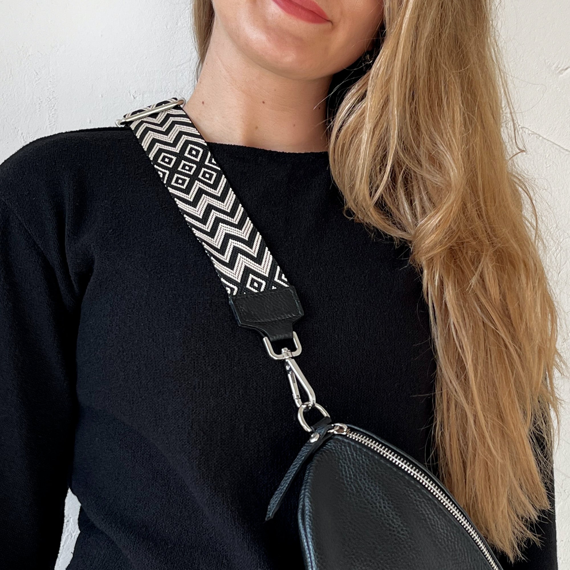 Breiter Taschen Gurt BELLA schwarz made in Italy | lePelou