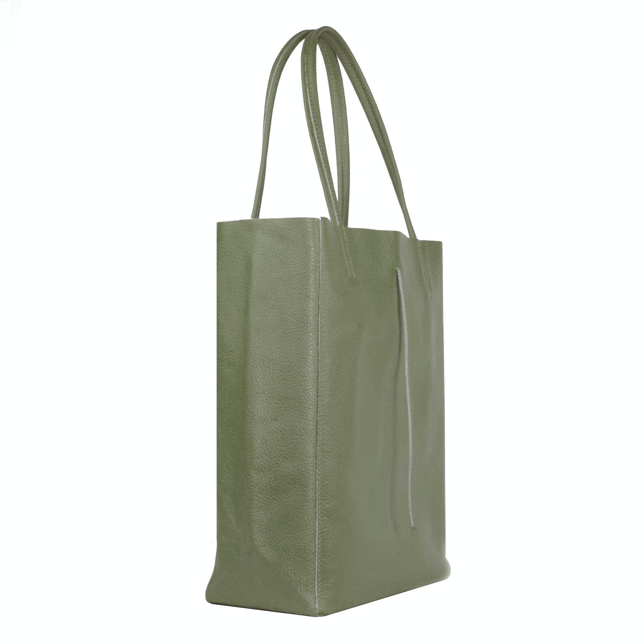 lePelou Großer Leder Shopper mit viel Platz aus echtem Leder olivgrün